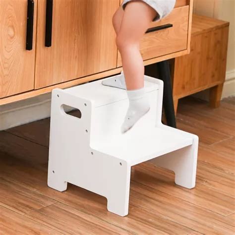 Taburete De Madera Taburete De Dos Escalones Para Niños adu Meses sin intereses