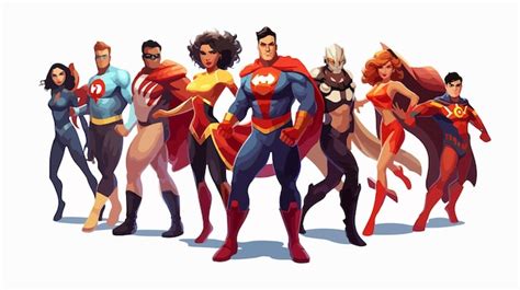 Uma Coleção De Personagens De Quadrinhos Da Série Vetor Premium