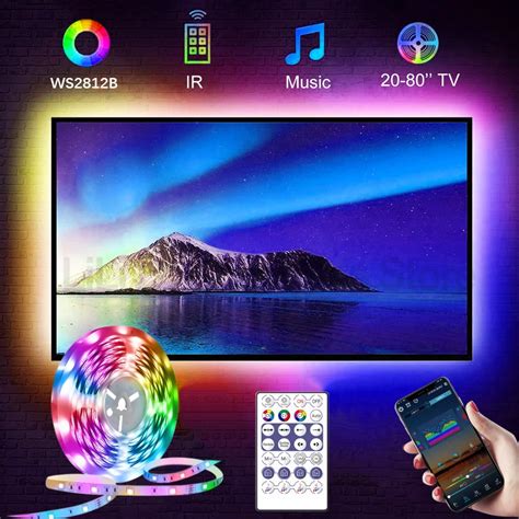 WS B LED Strip Light Dream Color V USB RGBIC Flexible Lamp Tape Bluetooth Control TV