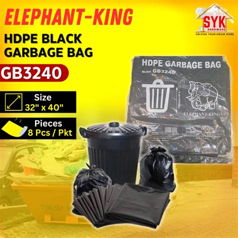 Syk Elephant King Gb3240 Gb1081 Hdpe Black Garbage Bag Plastic Plastik