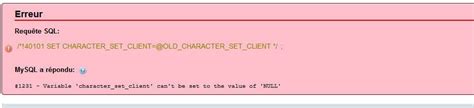 Erreur Mysql Mysql
