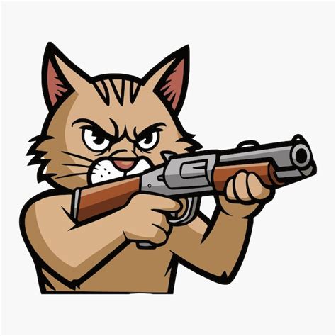 Premium Vector A Cartoon Cat With A Gun That Says Cat