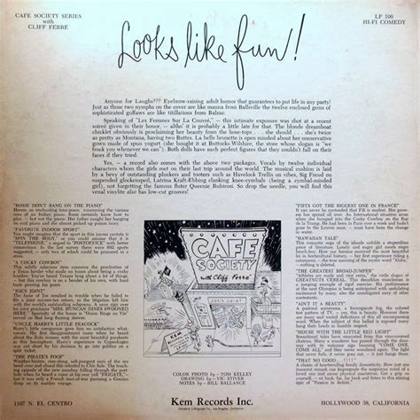 Vintage Stand Up Comedy Cliff Ferre Looks Like Fun Aka Cafe Society 1956