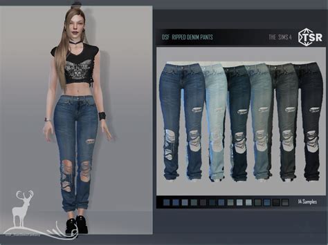 The Sims Resource Ripped Denim Pants