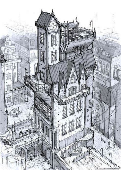 Dibujos De Edificios Bocetos De Diseño De Interiores Dibujos De