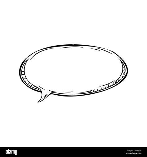 Hand Drawn Empty Speech Bubble With Thick Black Outline On White