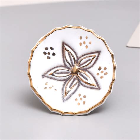 Golden Flower Ceramic Kitchen Cabinet Knob