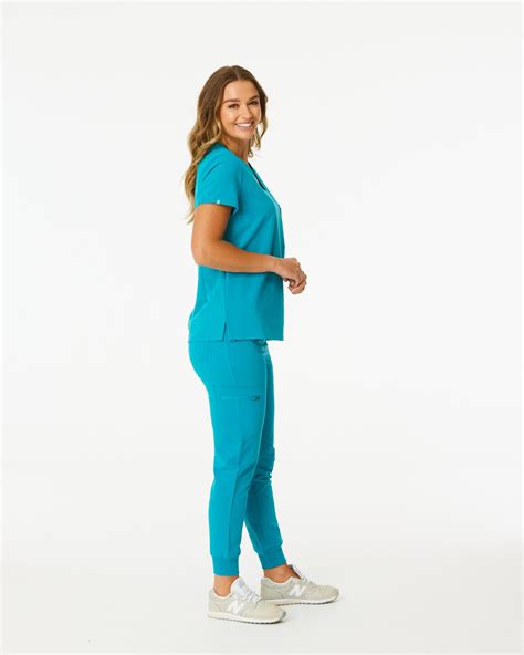 Florence Teal Three Chest Pocket Scrub Top Scrub Lab Premium