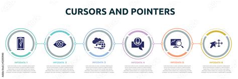 Cursors And Pointers Concept Infographic Design Template Included Cracked Screen Eye Close Up
