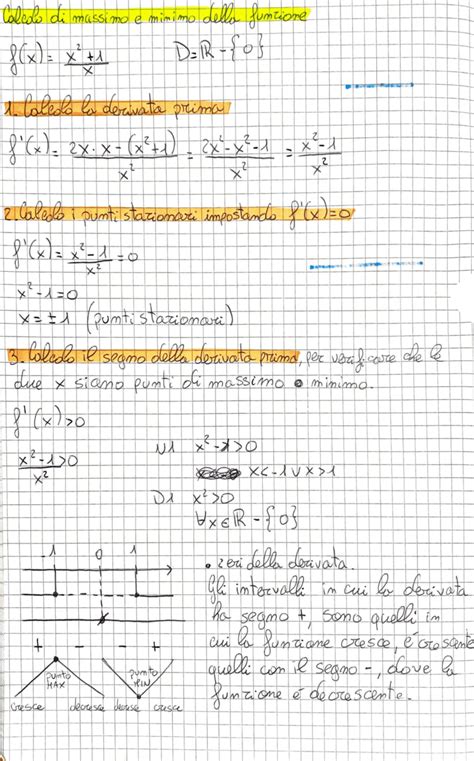 Calcolo Di Massimo E Minimo Della Funzione Docsity