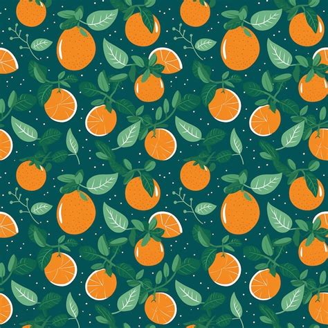 Premium Photo Orange Pattern And Leaf Seamless Pattern Background