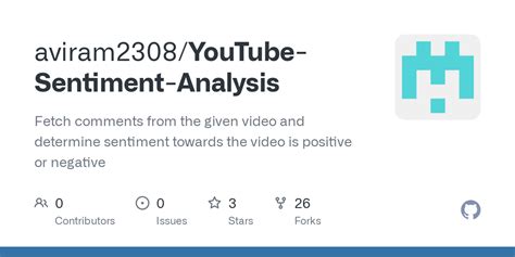 github aviram2308 youtube sentiment analysis fetch comments from the given video and