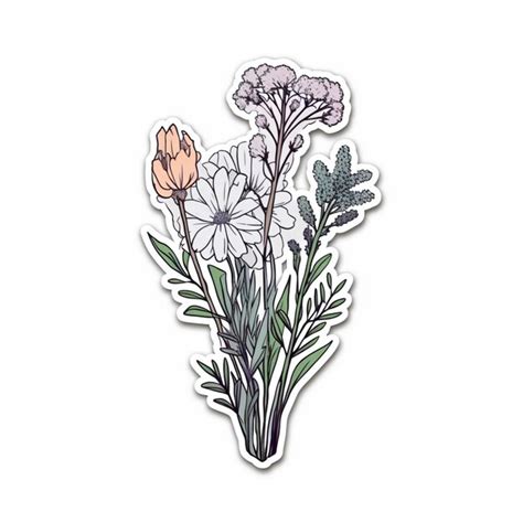 Premium Ai Image A Close Up Of A Sticker Of Flowers On A White