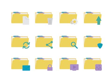 Premium Vector Collection Of Vector Flat Icons A Folder For Files