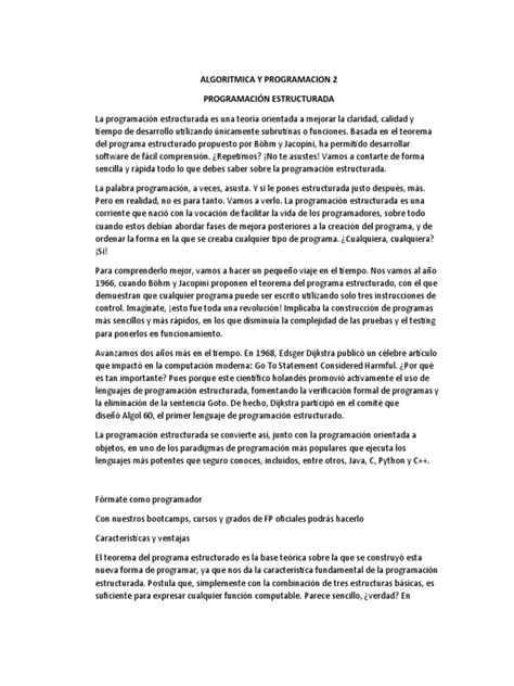 Algoritmica Y Programacion 2 Pdf Lenguaje De Programación