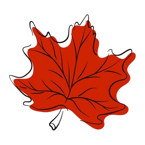 Icono de hoja de arce rojo de otoño en estilo plano de arte lineal ilustración vectorial aislada