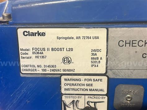 Clarke Focus Ii Boost L20 Scrubber Govdeals