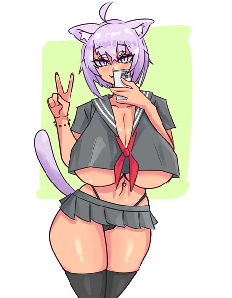 Rule 34 Ahoge Animal Ears Blush Bracelet Breasts Cameltoe Camera Cat