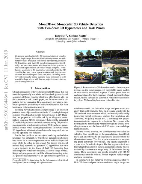 mono3d monocular 3d vehicle detection with two scale 3d hypotheses