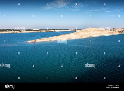 The Suez Canal Entrance Into The New Extension Canal At The End Of