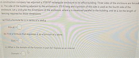 Solved A Construction Company Has Adjoined A 3700ft2 Chegg