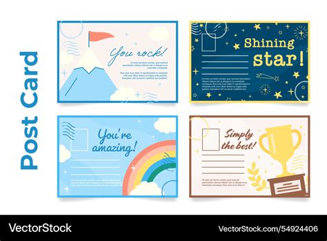 Cute Postcards Featuring Uplifting Designs Vector Image