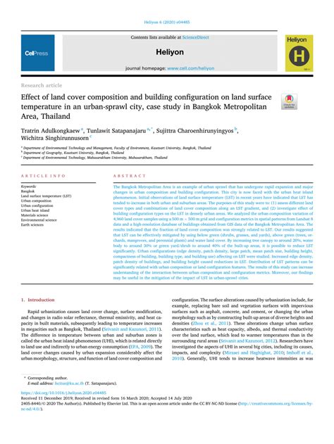 Pdf Effect Of Land Cover Composition And Building Configuration On