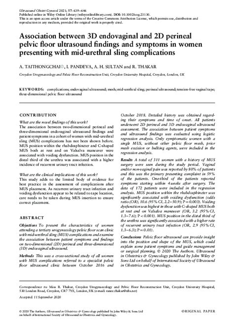 Pdf Association Between 3d Endovaginal And 2d Perineal Pelvic Floor