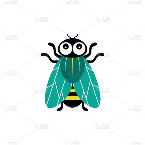 矢量插图与卡通苍蝇昆虫孤立在白色