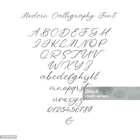 Alfabet Kaligrafi Vektor Surat Eksklusif Font Kuas Tulisan Tangan