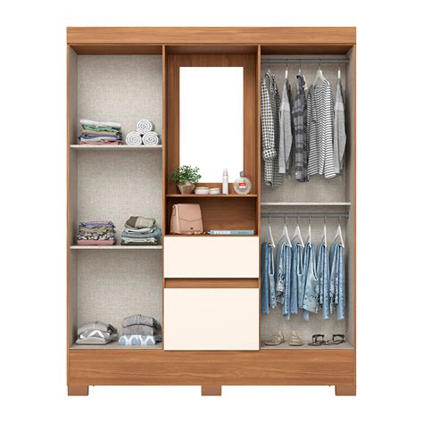 ROPERO 4 PUERTAS 2 CAJONES CON ESPEJO CAPELINHA BS07 BRIZ NATURE OFF