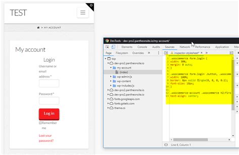 My Woocommerce Login Is Not Mobile Responsive Plus Support Themeco