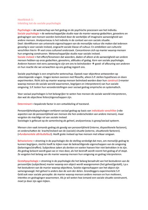 Totale Samenvatting Inleiding Psychologie Hoofdstuk 1 Inleiding Tot