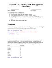 Chapter 9 Lab Working With Data Types And Functions Docx Chapter 9 Lab Working With Data