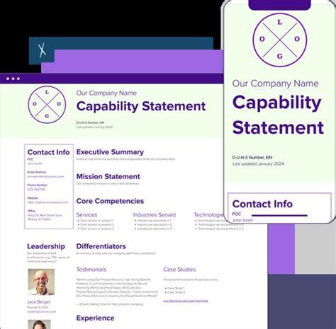 Capability Statement Template Free Xtensio