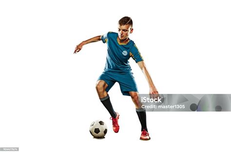 한 백인 축구 선수 남자 흰색 배경에 고립 축구 선수에 대한 스톡 사진 및 기타 이미지 축구 선수 20 29세 30 39
