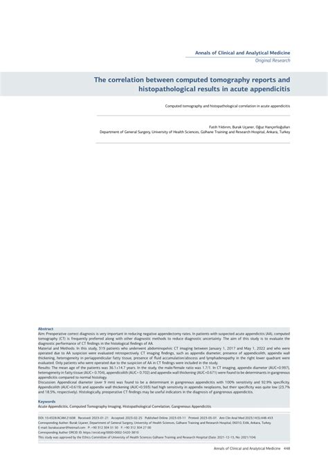 Pdf The Correlation Between Computed Tomography Reports And Histopathological Results In Acute