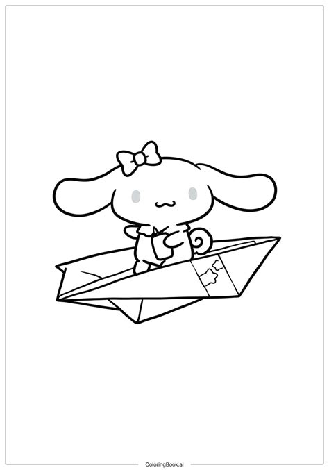 Trang Tô Màu Cinnamoroll Cưỡi Máy Bay Giấy Có Thể In Miễn Phí Dưới