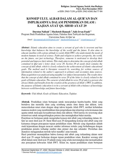 Konsep Ulul Albab Dalam Al Qur An Dan Im Pdf