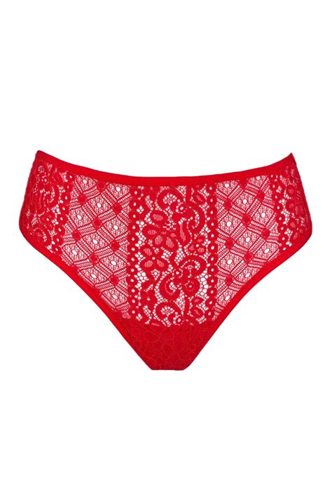 Paulette Red Mid Waisted Thongs Yesundress