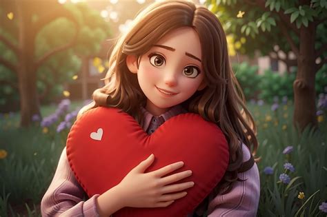 Niña Abrazando El Corazón Foto Premium