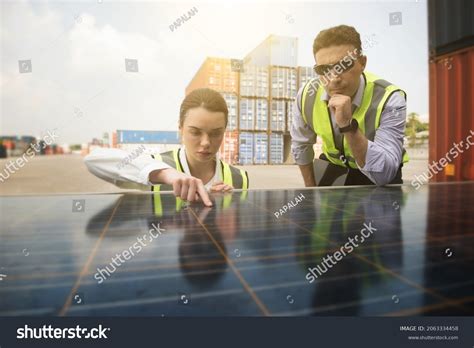 Male Female Engineers Caucasian Descent Calculating Foto Stok 2063334458 Shutterstock