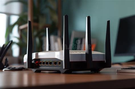 Speed 5g Internet White Wifi Router In The House Generative Ai Stock