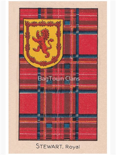 Royal Stewart Scottish Clan Vintage Coat Of Arms And Tartan Art Board