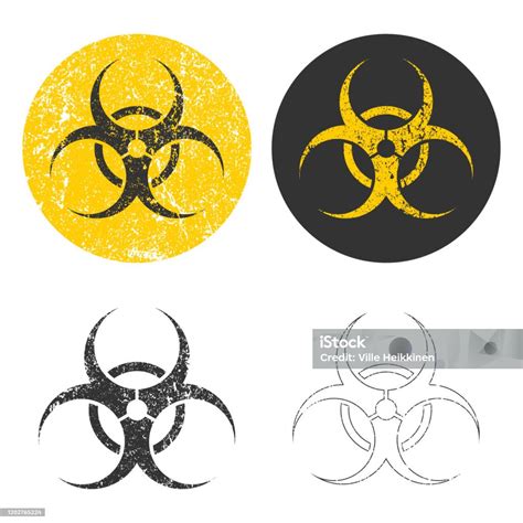Grunge Stamp Biohazard Warning Safety Icon Shape Set Biological Hazard