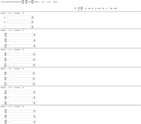 Solved Point Use The Chain Rule To Find ON ON ON And Chegg Com