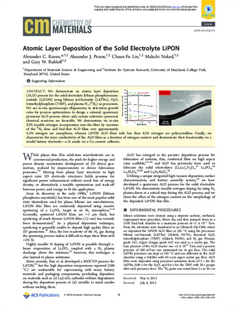 Pdf Atomic Layer Deposition Of The Solid Electrolyte Lipon