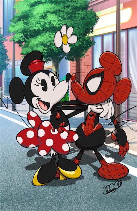 Webbed Romance Mickey As Spidey Saves Minnie 11x17 Poster Etsy