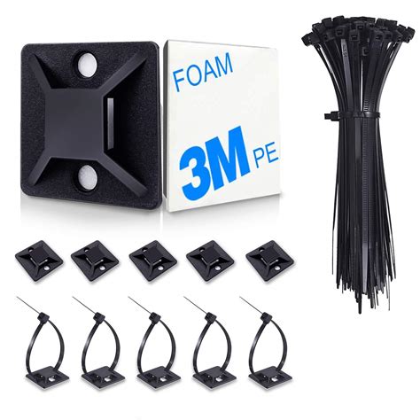 Buy 45 100 Pack Zip Tie Mount With Cable Tiesself Adhesive Backed Mounts For Wire Holder