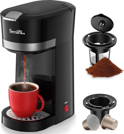 Secura Cafetera De Una Sola Porción Para Taza K Y Cápsulas De Café Molido Cafetera
